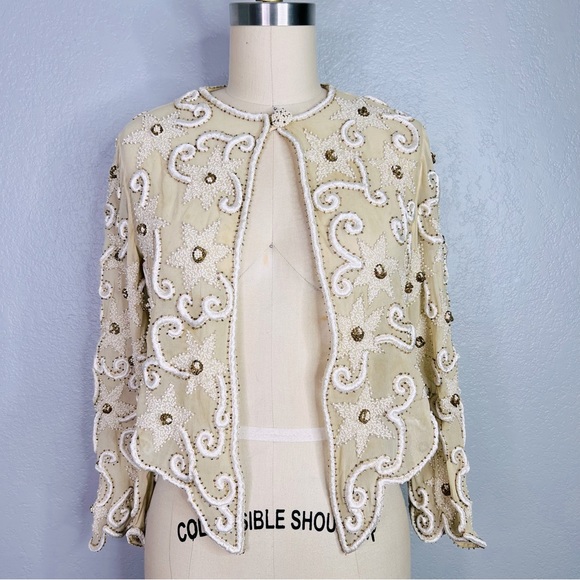 Vintage | Jackets & Coats | Vintage Silk Beaded Bolero Star Jacket Sz S ...